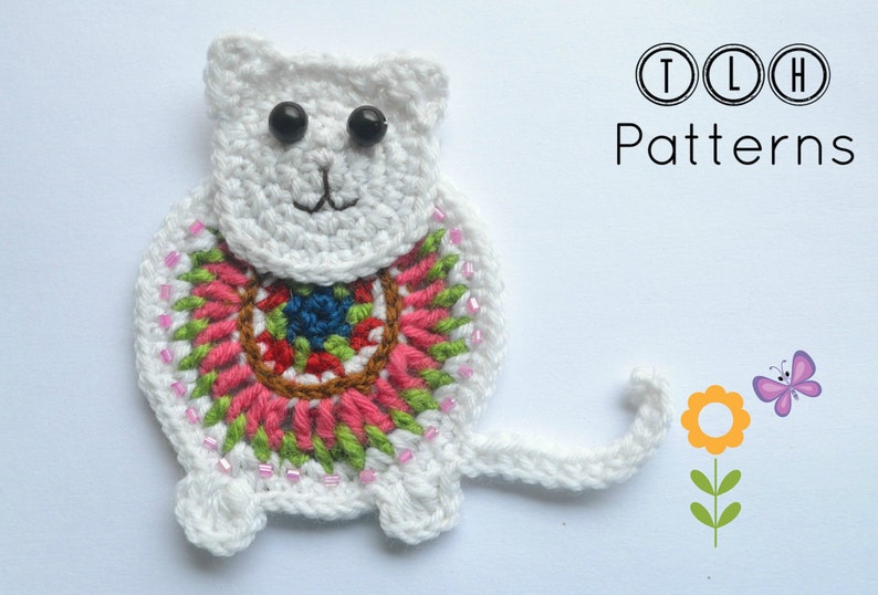 Crochet Applique Pattern Crochet Cat Applique Pattern No. 62 - Etsy
