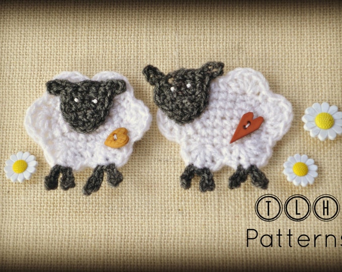 Crochet Applique Pattern, Crochet Sheep Pattern, Crochet Sheep Applique ...