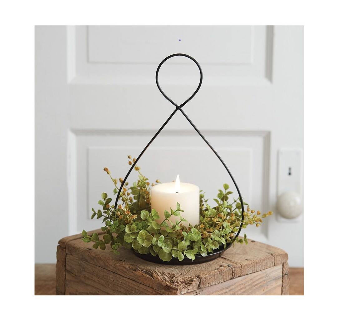 Black Teardrop Candle Pan 12-inch Height Metal Farmhouse Cottage Chic ...