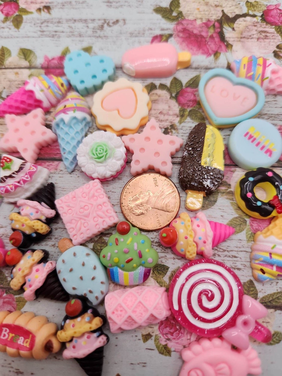 6 Kawaii Candy Cabochons Decoden Nail Art Nail Charms - Etsy