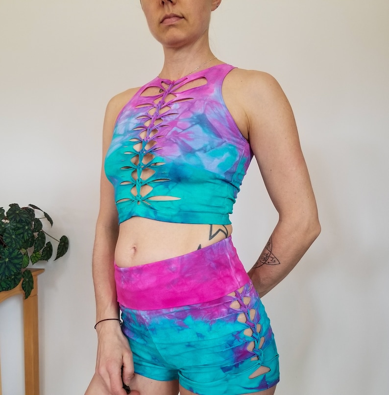Cotton Candy Crop Top Hand Dyed Yoga Slit Weave Fire Hula Hoop - Etsy