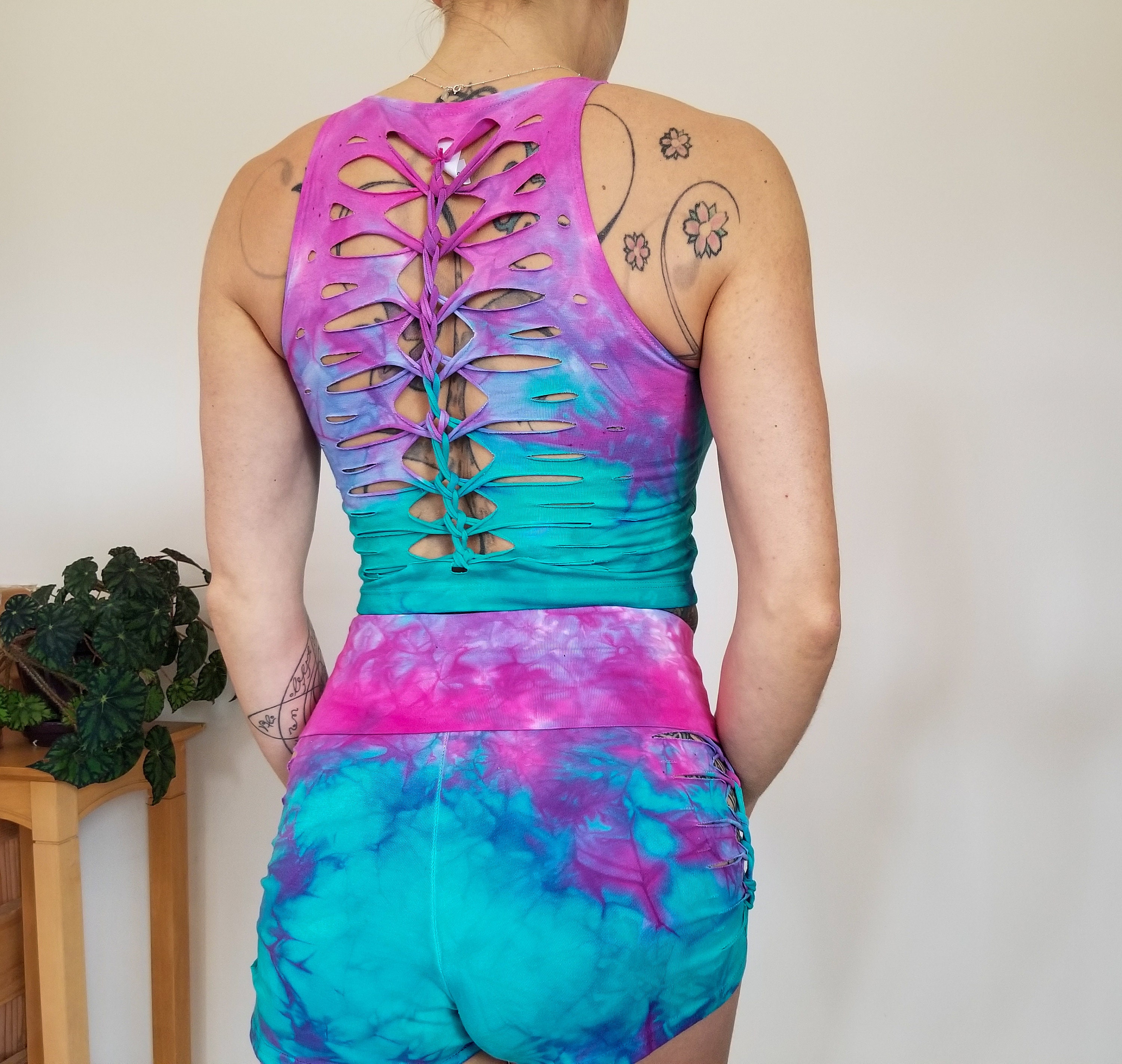 Cotton Candy Crop Top Hand Dyed Yoga Slit Weave Fire Hula Hoop - Etsy