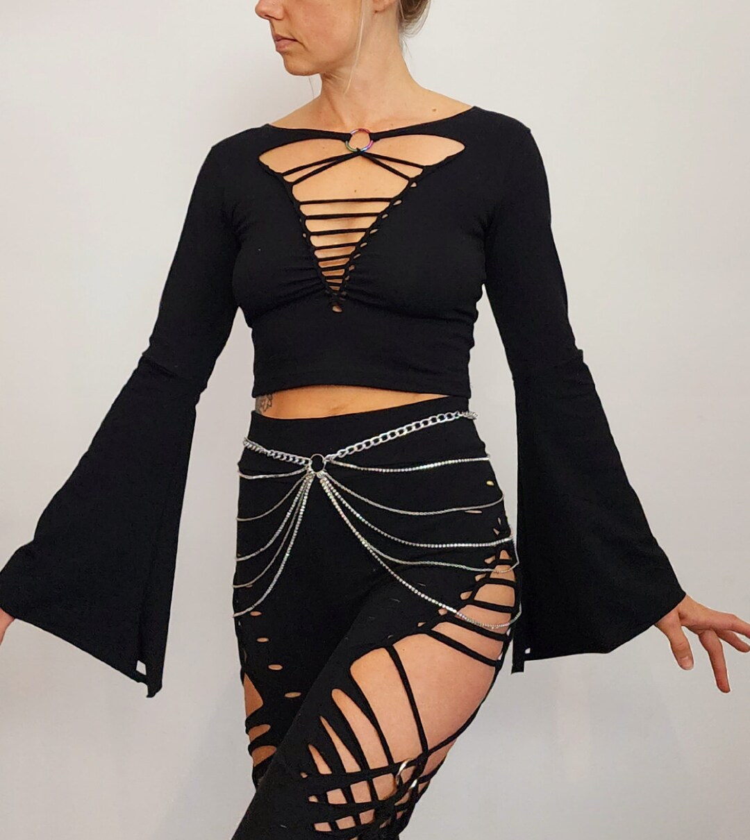Bell Long Sleeved Crop Top Braided Shirt/festival//yoga//boho - Etsy