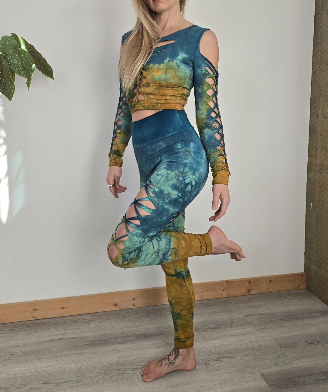 Amber Jade Yoga Leggings Hand Dyed, Fire Safe, Gift for Her, Hula Hoop ...