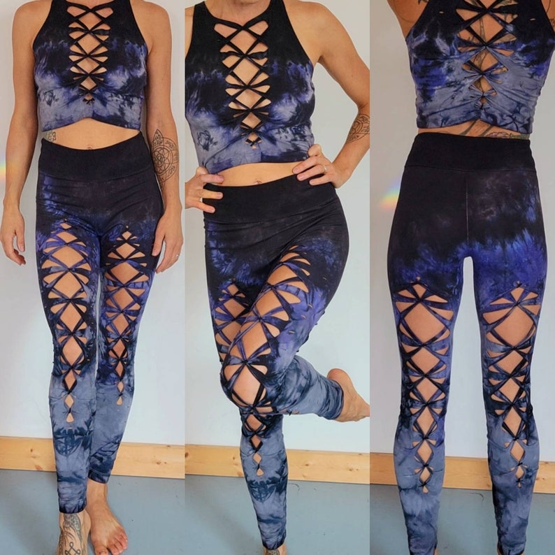 Shades of Lavender Gray Braided Yoga Leggings Hand Dyed - Etsy