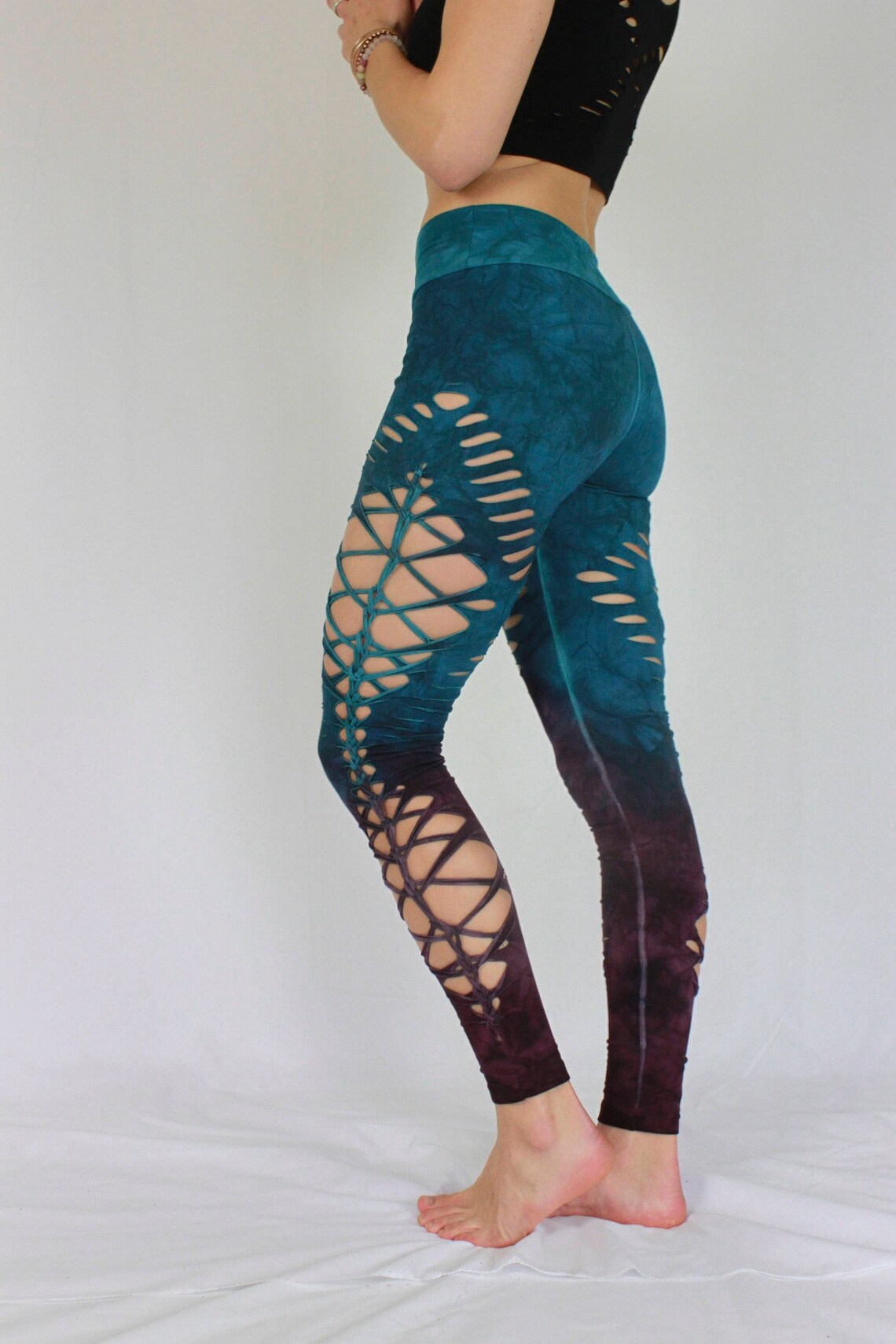 Yoga Braided Leggings Sexy Women's Leggings Hand Dyed | Etsy