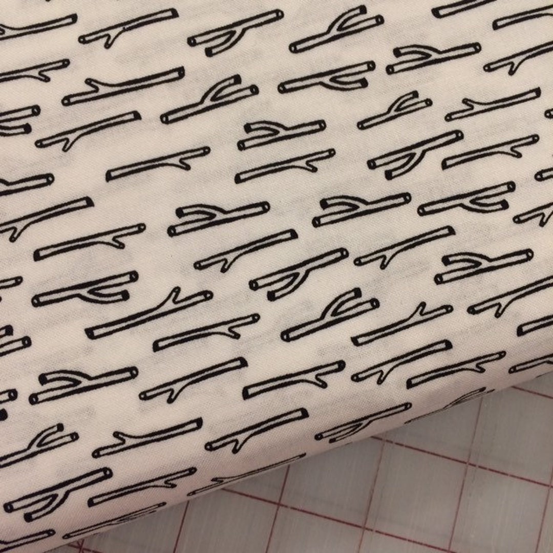 Dear Stella - Twigs on White - Fawn and Forest - Continuous Yardage ...