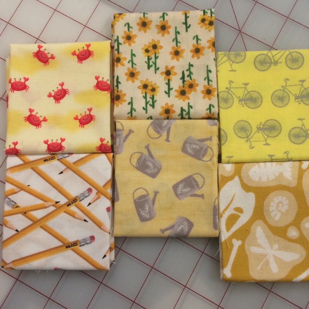 Yellow I Spy Sets of 6 Fat 16 Cuts - Set #210 - Quilting Weight Cotton ...