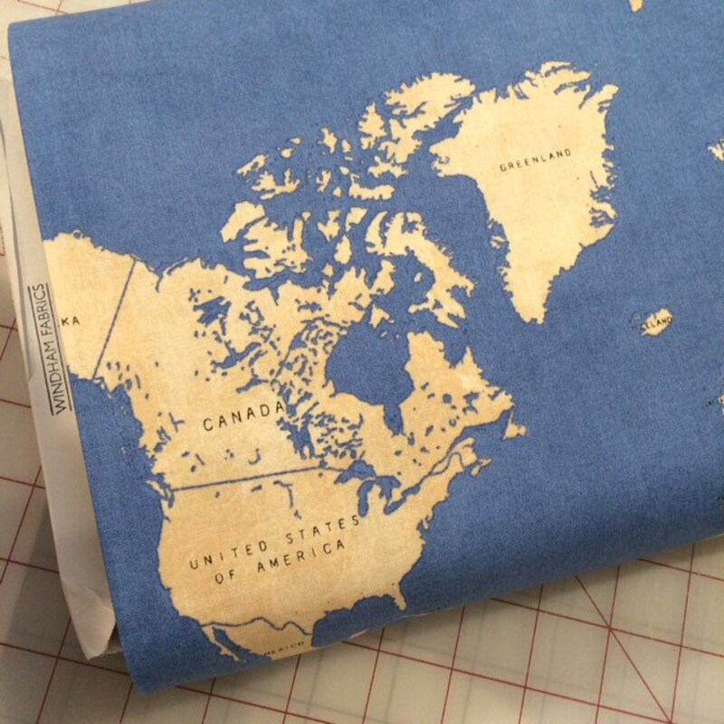 Ocean Map Fabric - Etsy