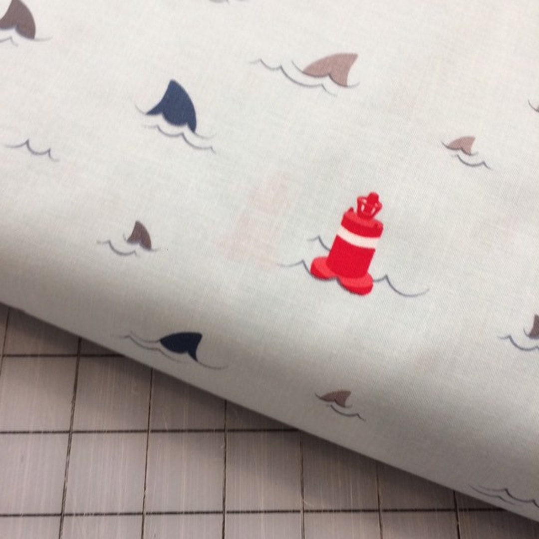 Sharks and Fins in Light Blue - Continuous Yardage Available, Sold by ...