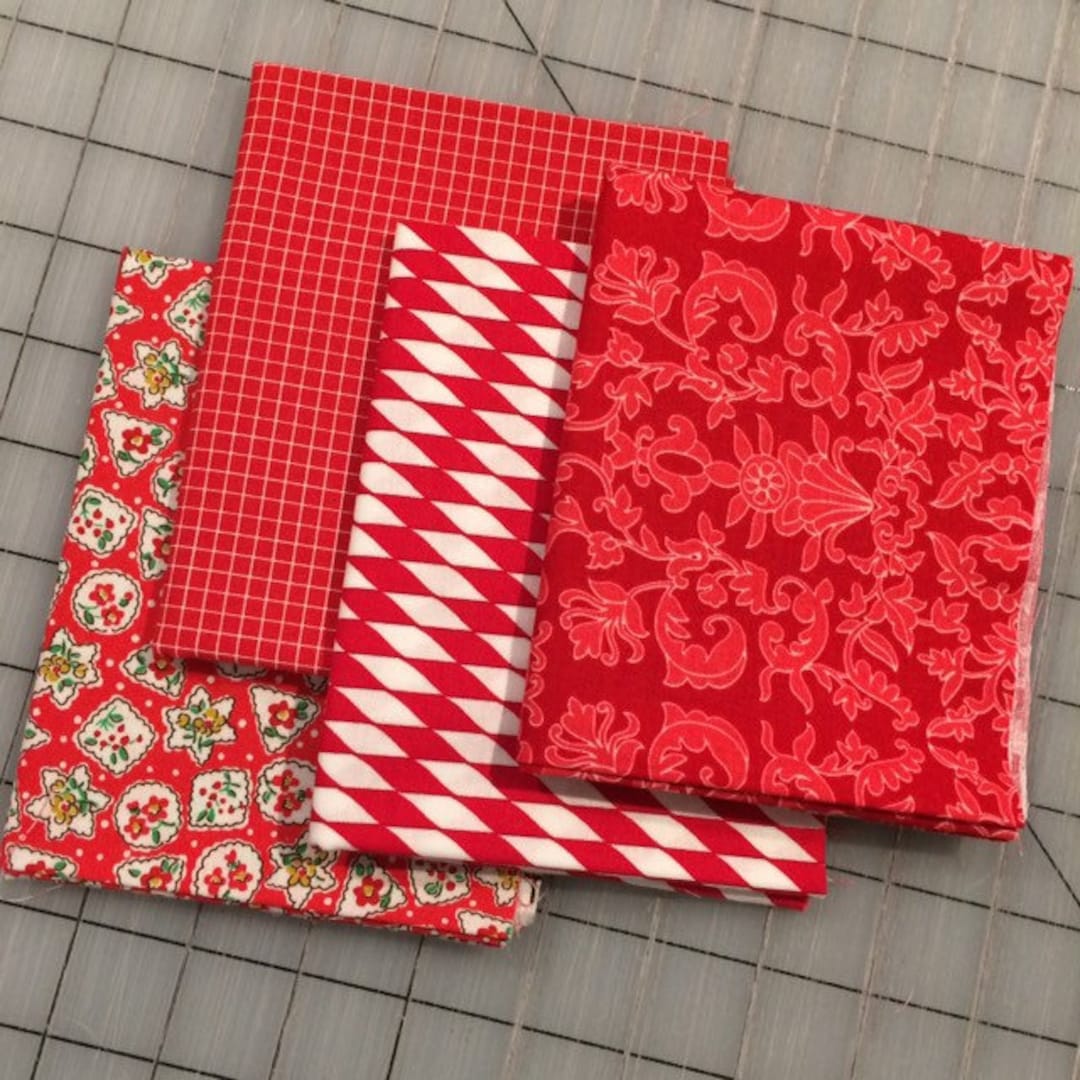 Red Fat Quarter Bundle Set of 4 21 - Etsy