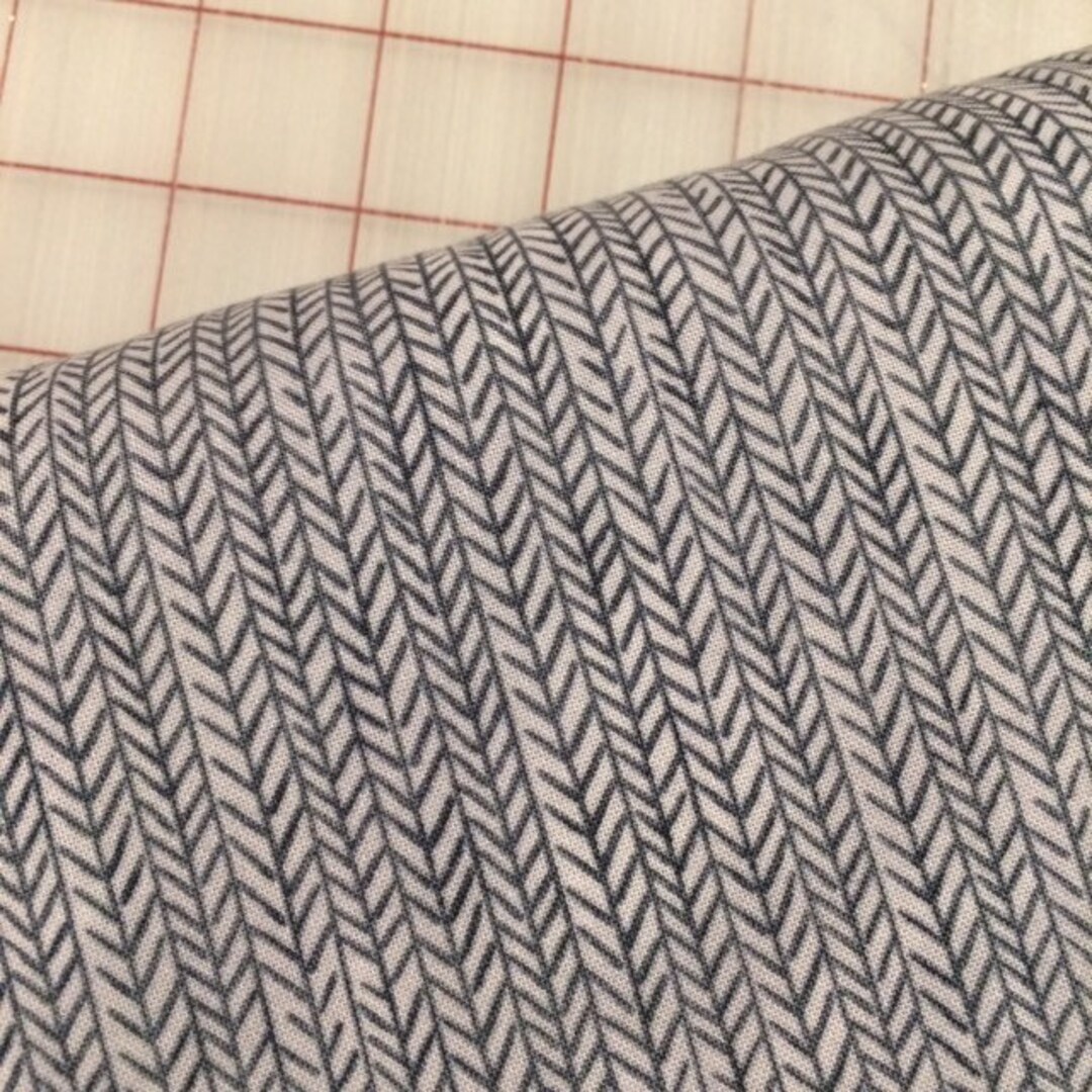 Half Yard Cut of Ooh La La - Herringbone in Gray - ORGANIC COTTON ...