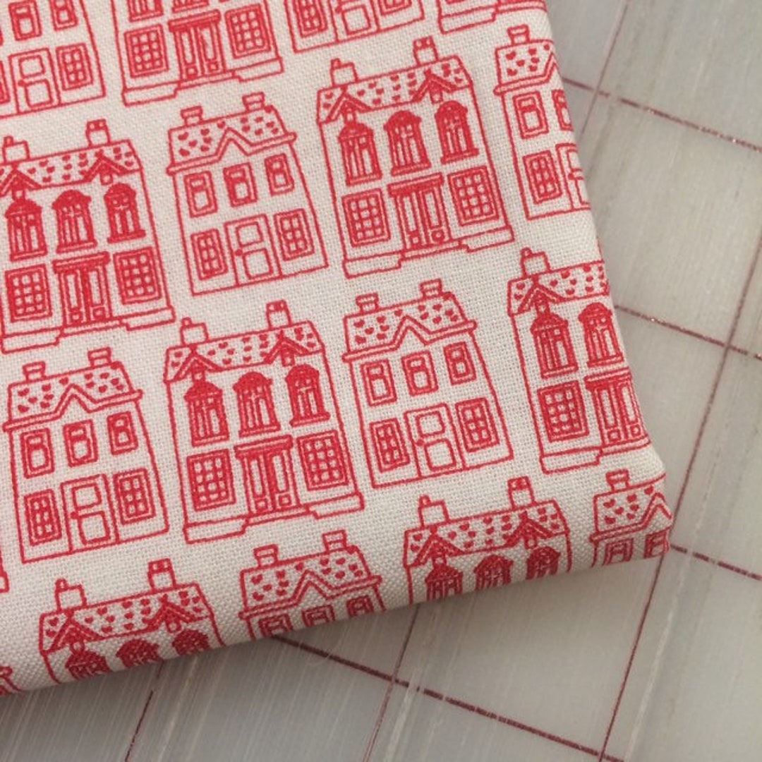 Red Hot - Houses in White - Continuous Yardage Available, Sold by the ...