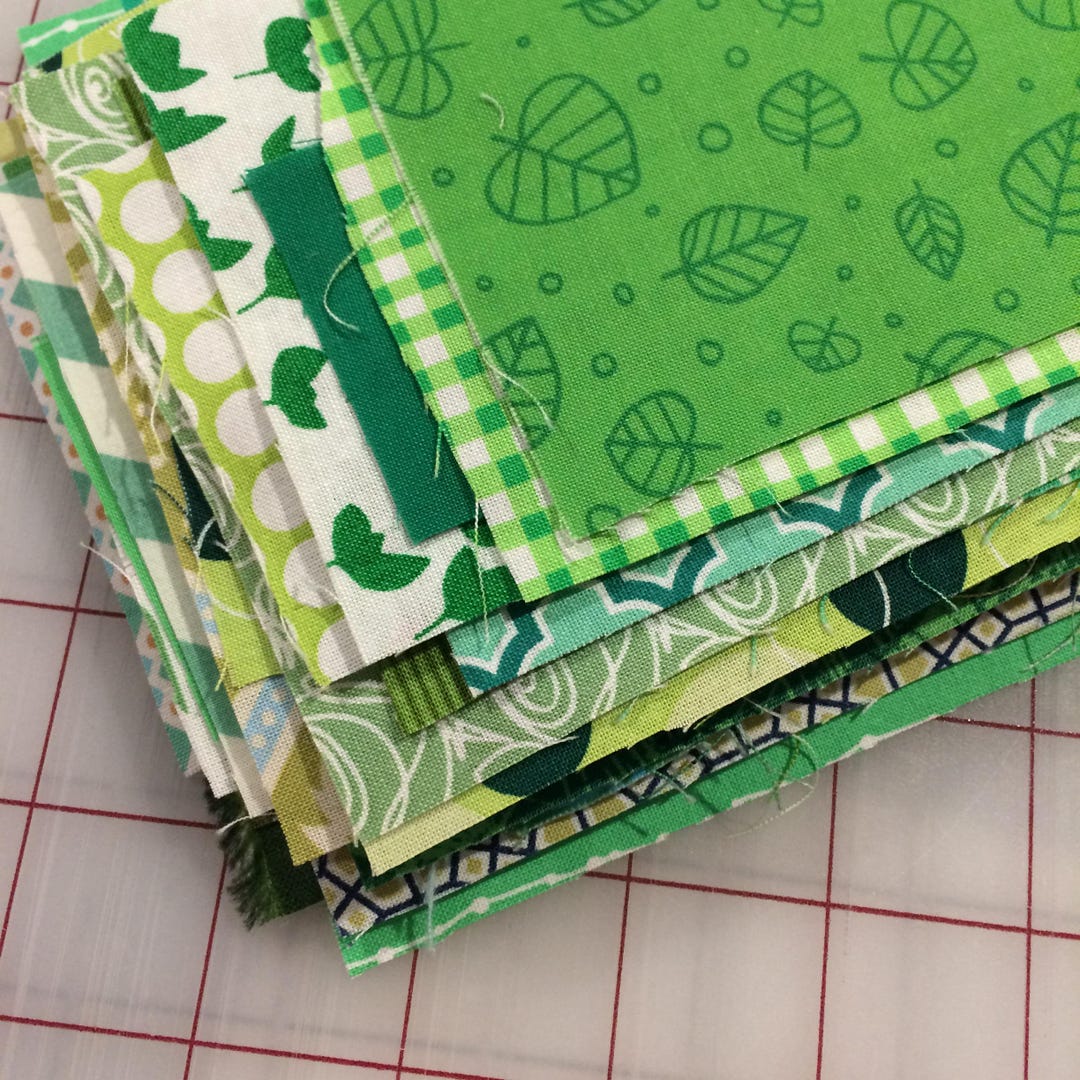 Green Designer Quilt Scraps for Sewing, Quilting, Appliqué, Patchwork ...