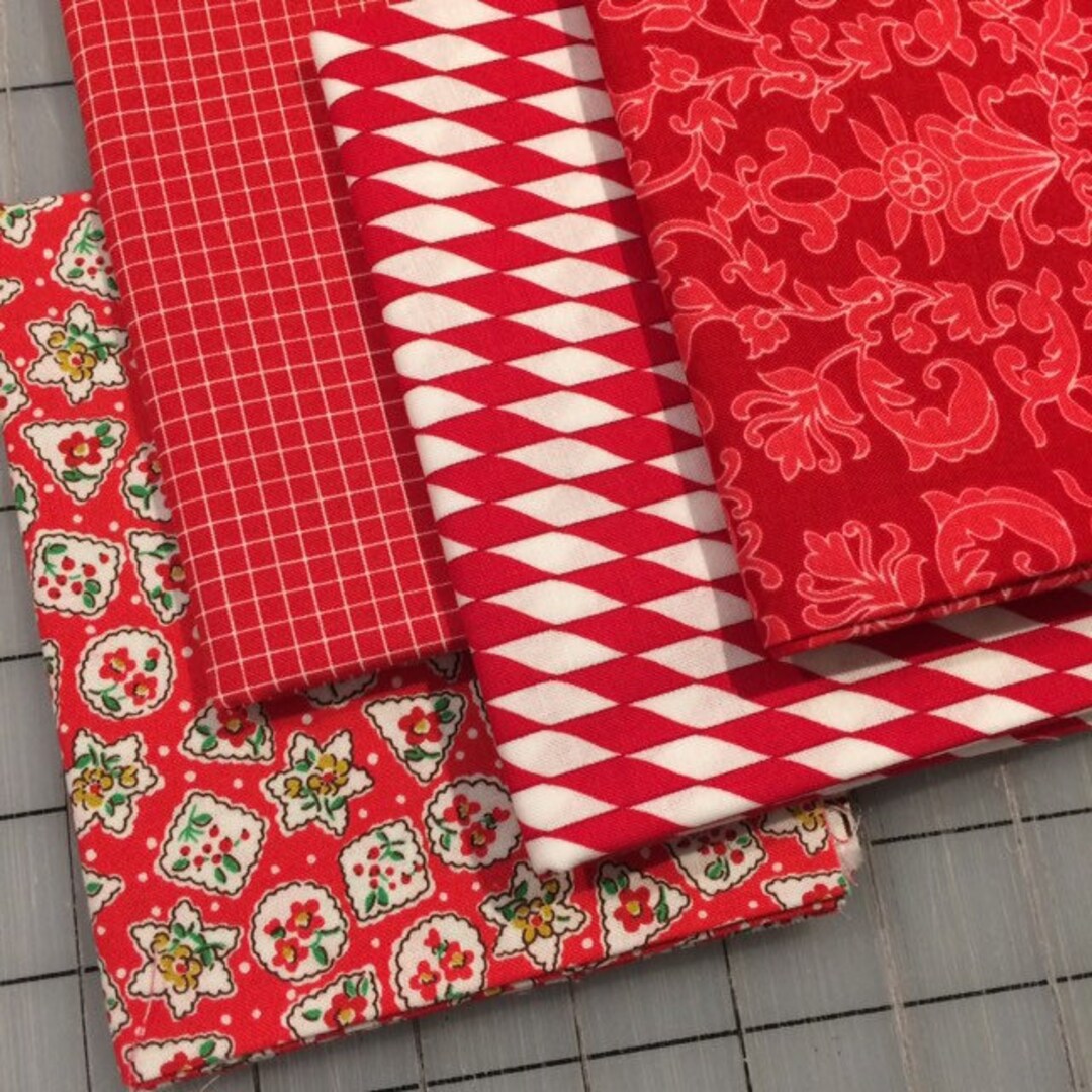 Red Fat Quarter Bundle - Set of 4 - #21 - Etsy