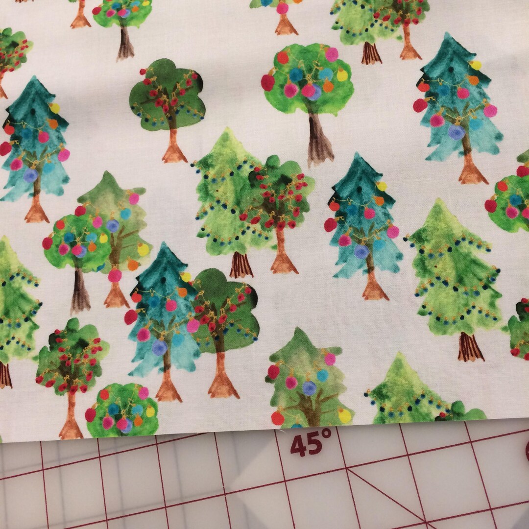 Tree of Lights on White - Fat Quarter Cut - Etsy