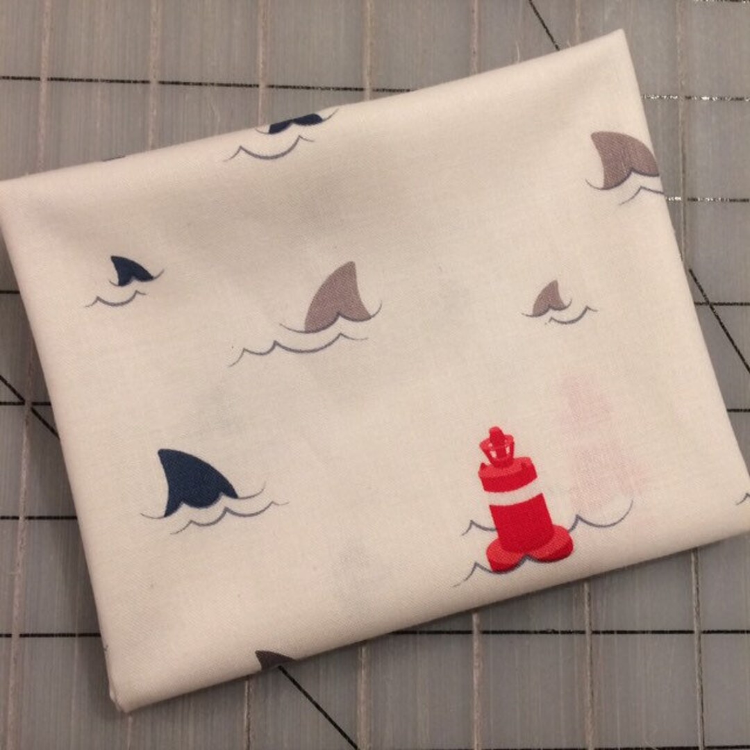 Riley Blake - Sharks and Fins in White - Continuous Yardage Available ...