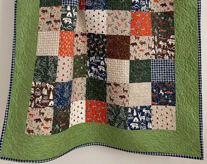 Baby Quilt Boy Patchwork Adventure is Calling Collection Keepsake Quilt ...