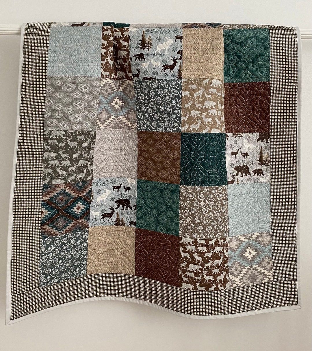 Baby Quilt Boy Patchwork Modern Lodge Collection Keepsake Quilt Studio ...