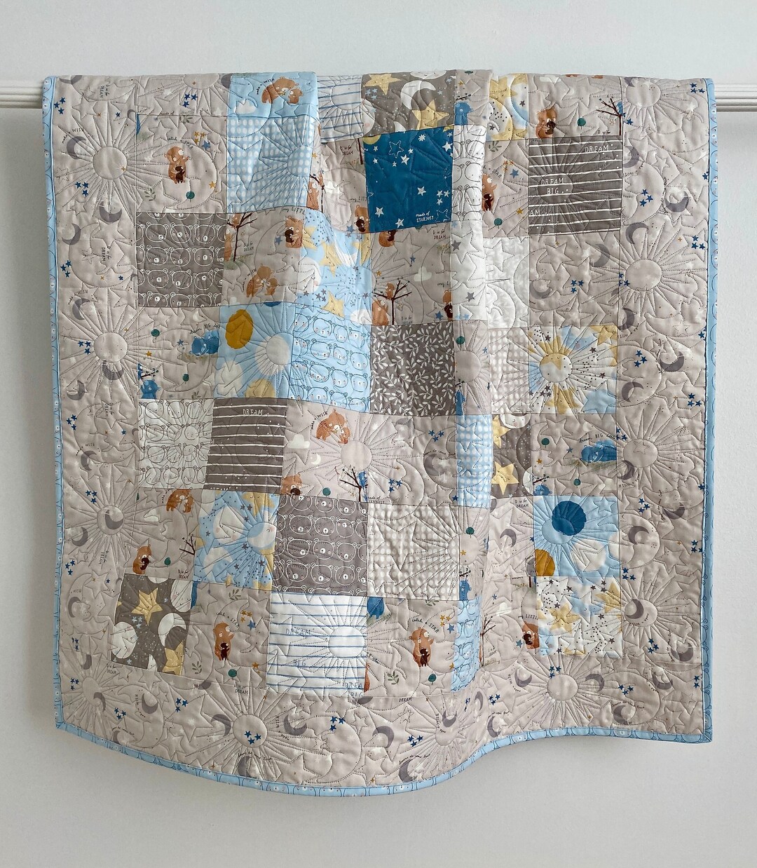 Patchwork Baby Boy Quilt Dream Collection, Modern Patchwork Baby Quilt ...