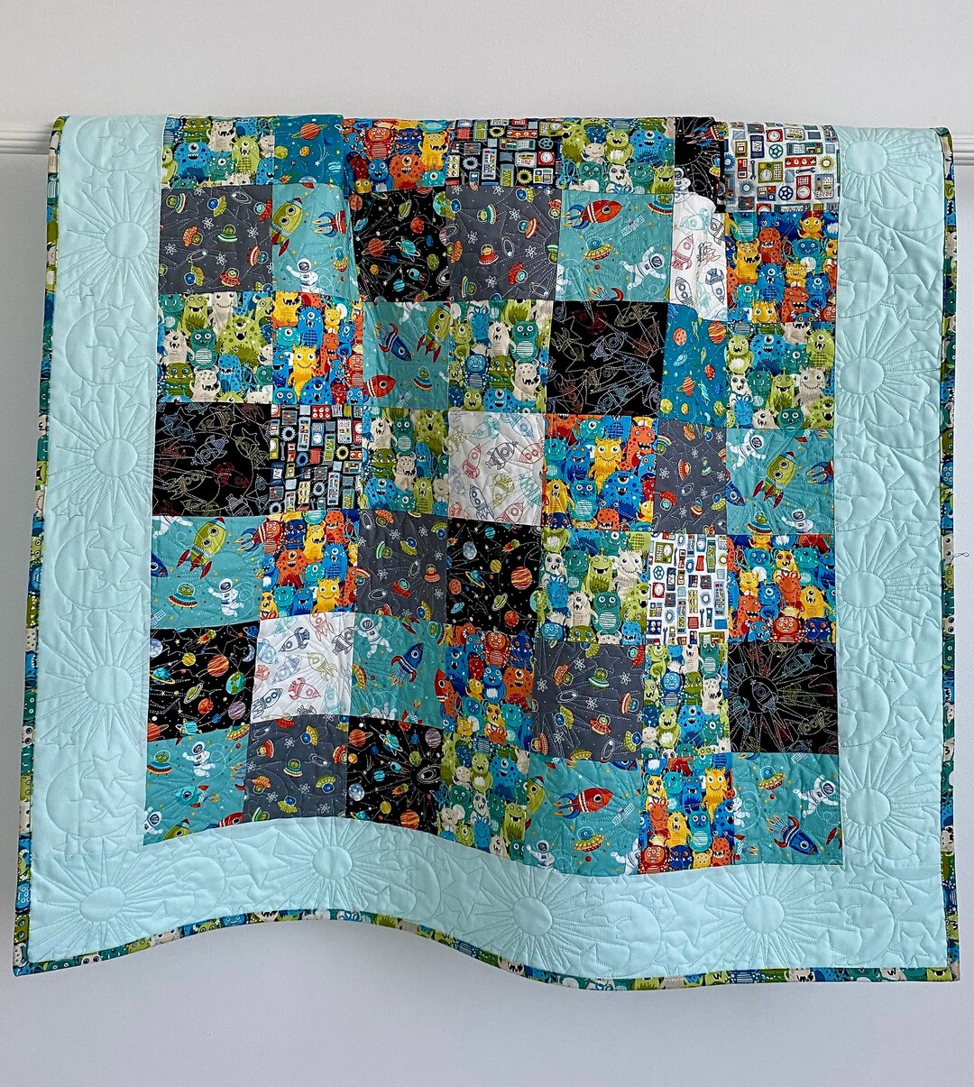 Baby Quilt Boy Patchwork Outer Space Collection Keepsake Quilt Studio ...