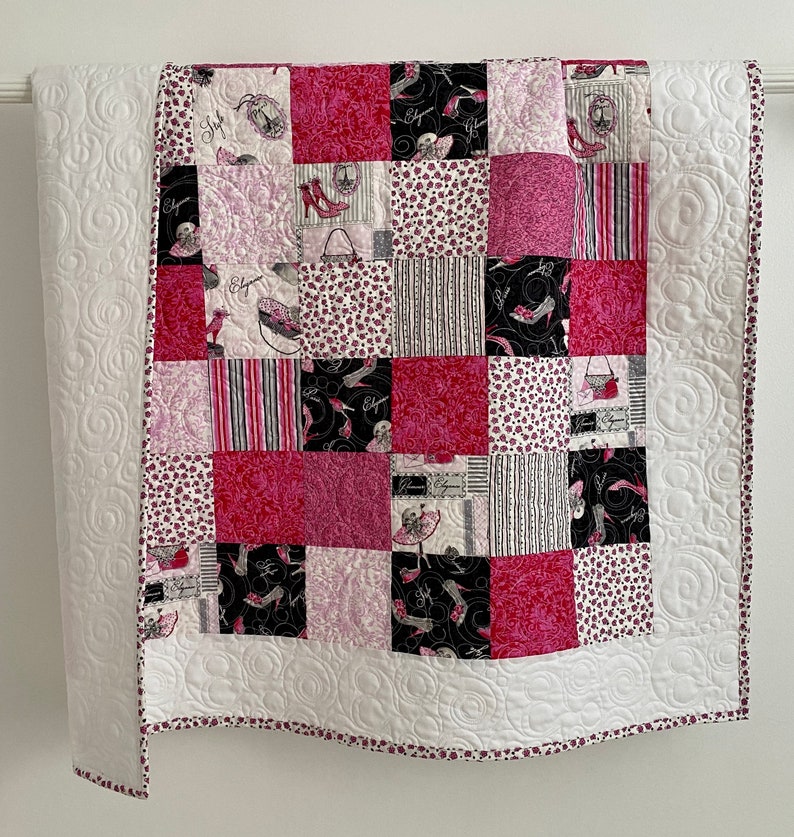 Patchwork Baby Girl Quilt With Adorable Fashion Hats Shoes - Etsy