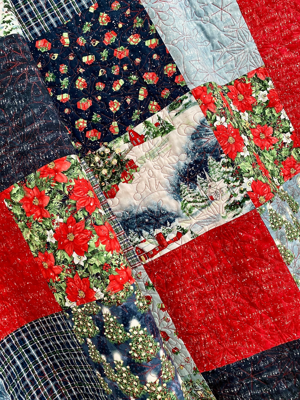 Christmas Patchwork Holiday Quilt Winter Hollow Collection Red - Etsy