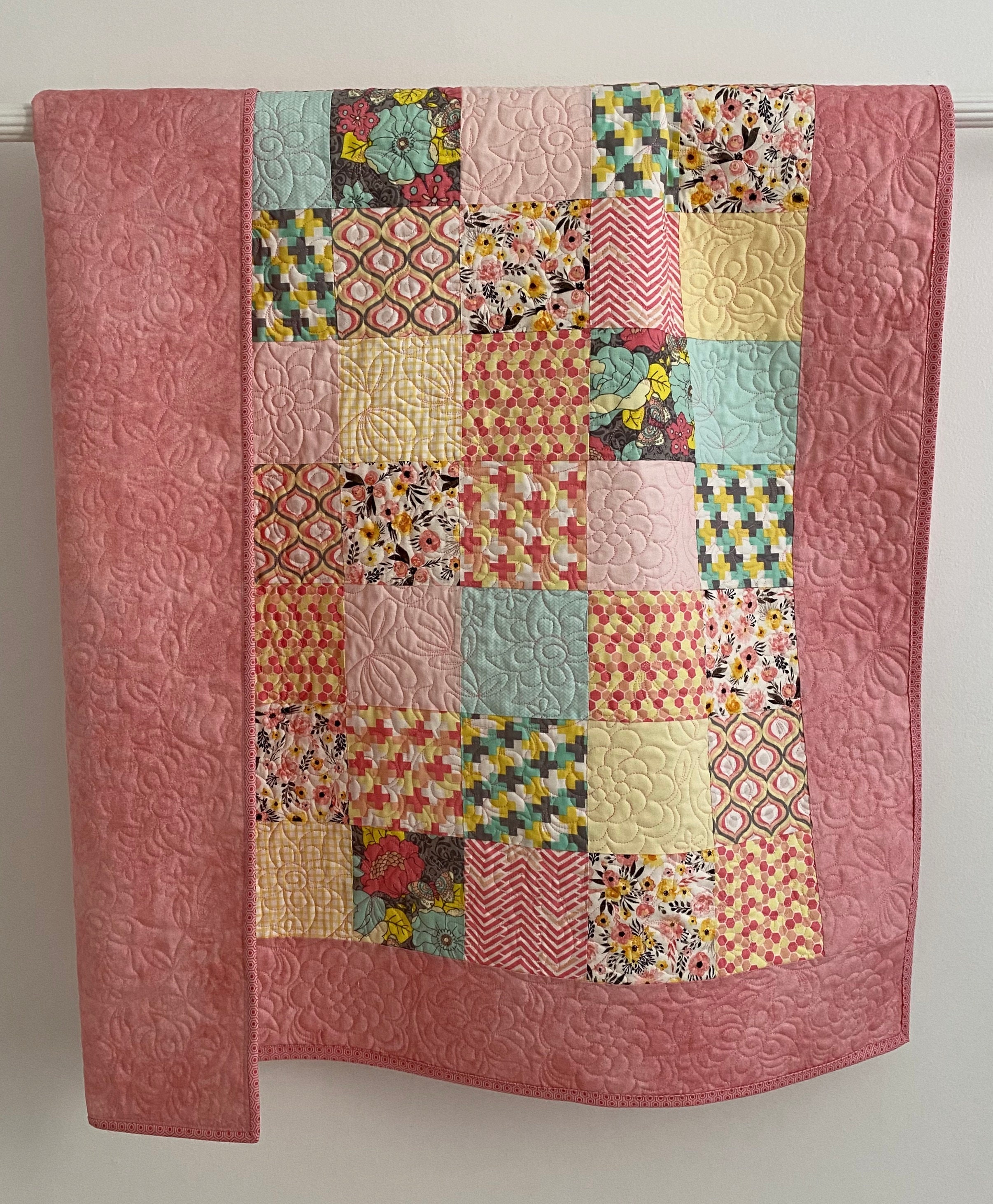Patchwork Baby Girl Quilt Penelope Collection Modern Baby | Etsy