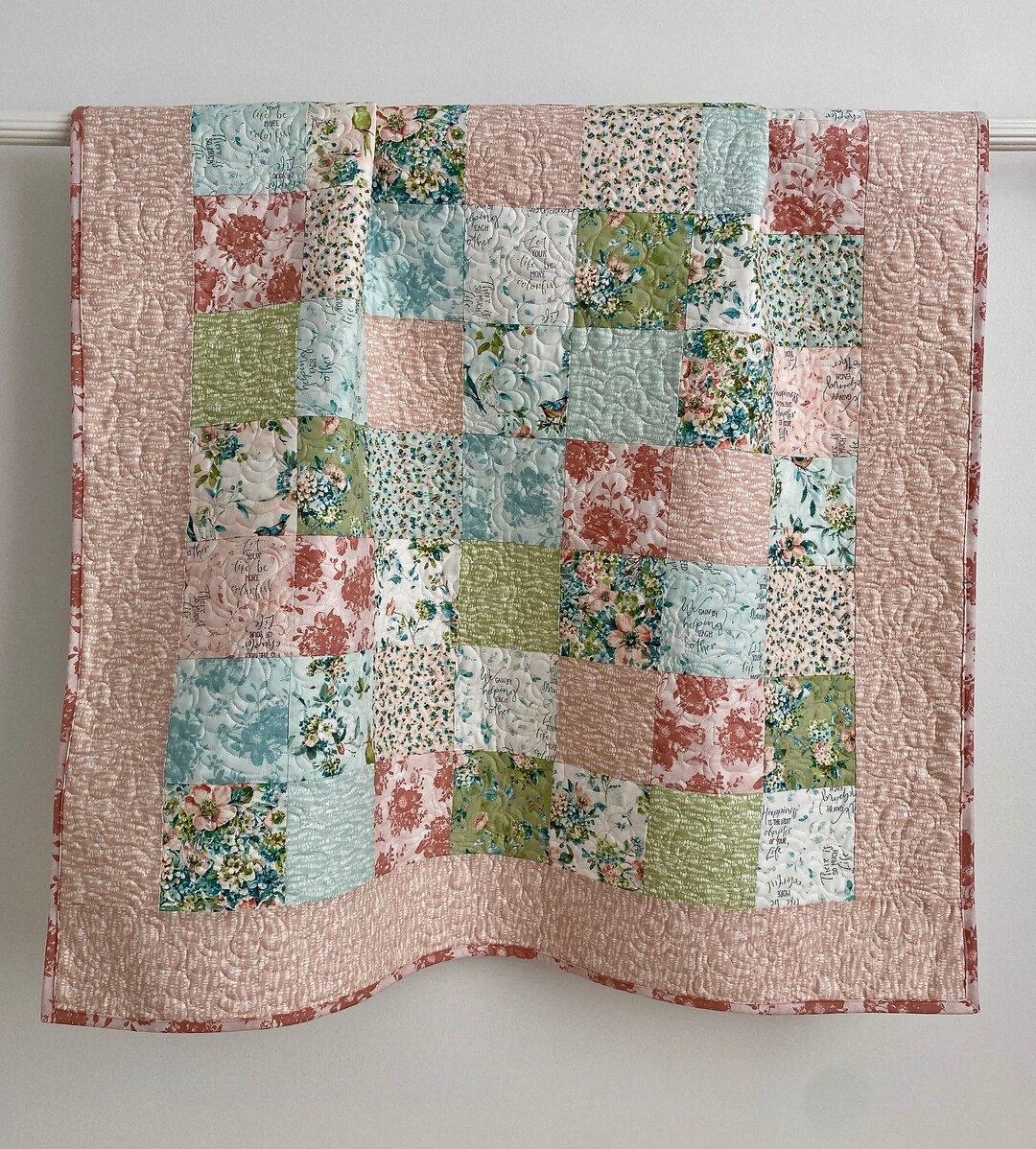 Modern Patchwork Baby Girl Quilt Mint Crush Collection, Modern Baby ...