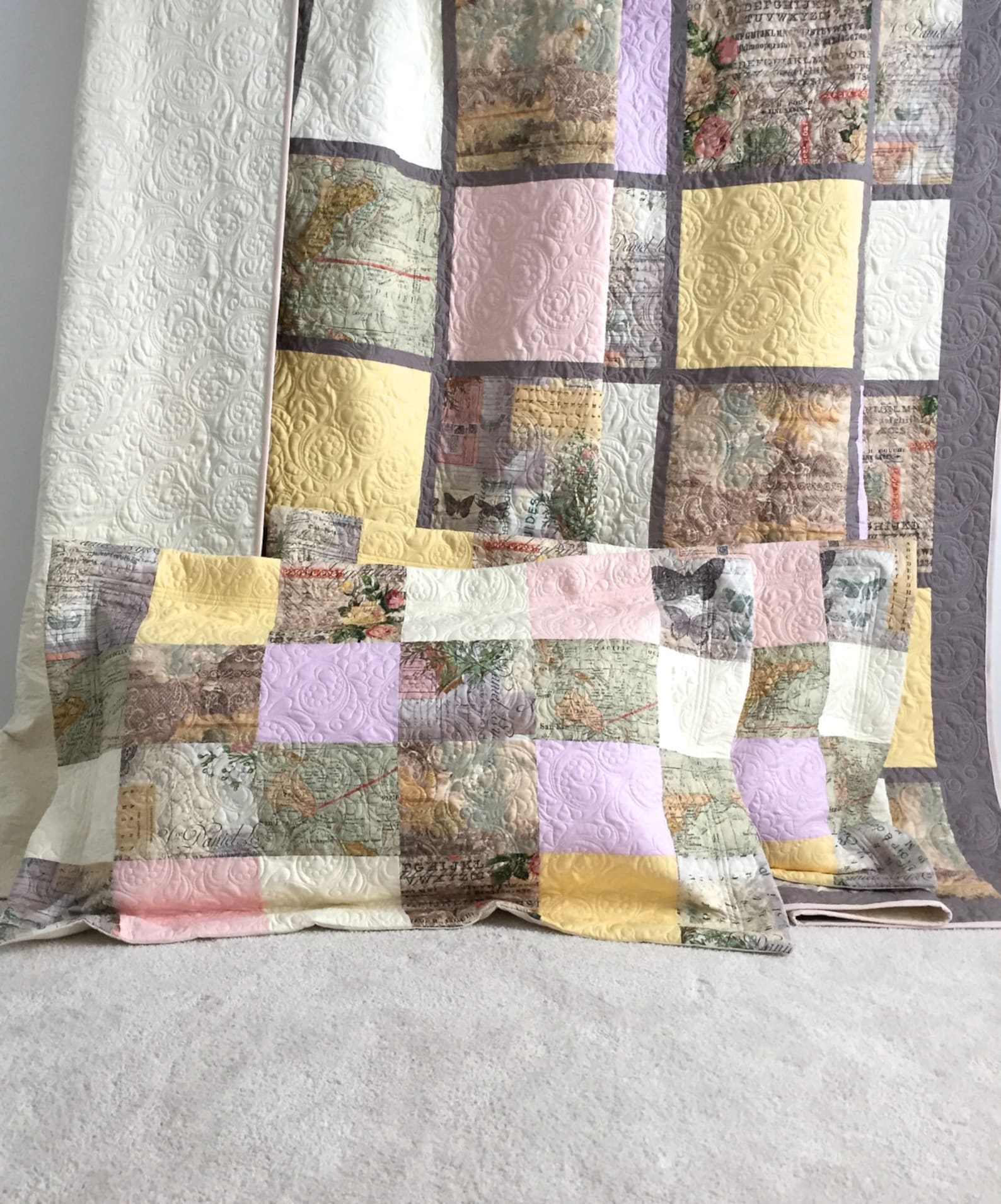 King Patchwork Quilt With Matching Pillow Shams Cotton Fabrics - Etsy