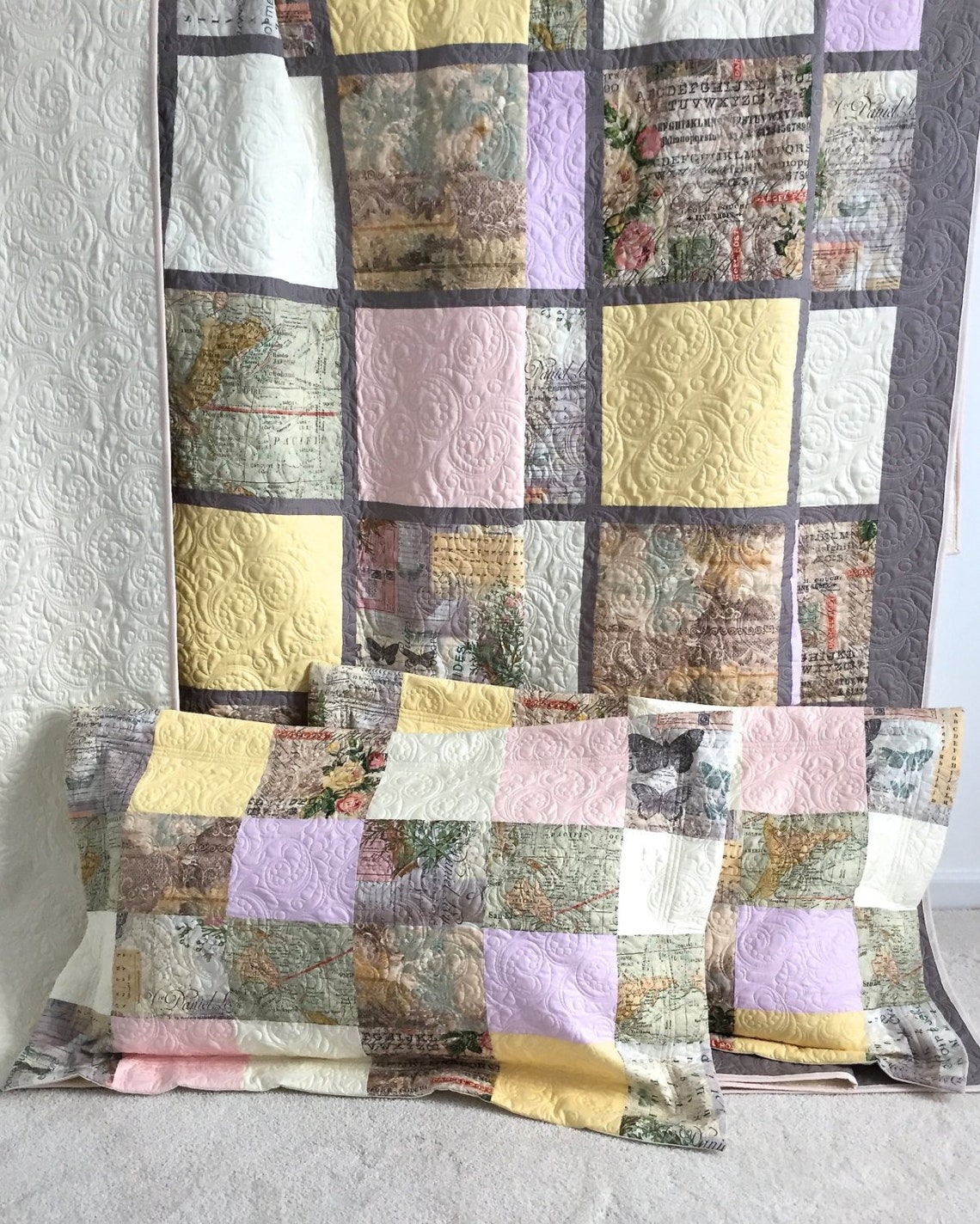 King Patchwork Quilt With Matching Pillow Shams Cotton Fabrics - Etsy