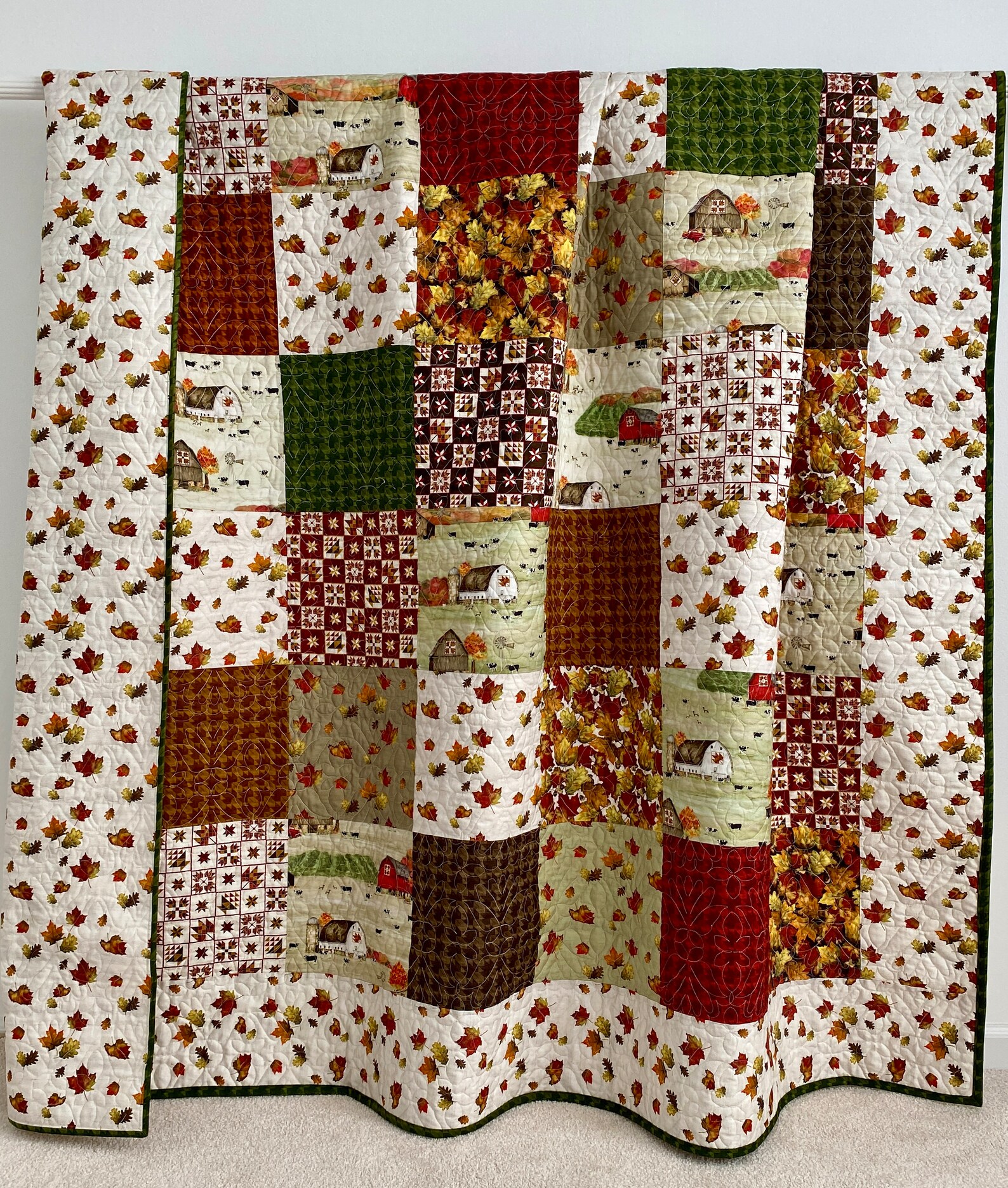 Patchwork Quilt With Designer Fabric Fall Barn Quilts - Etsy