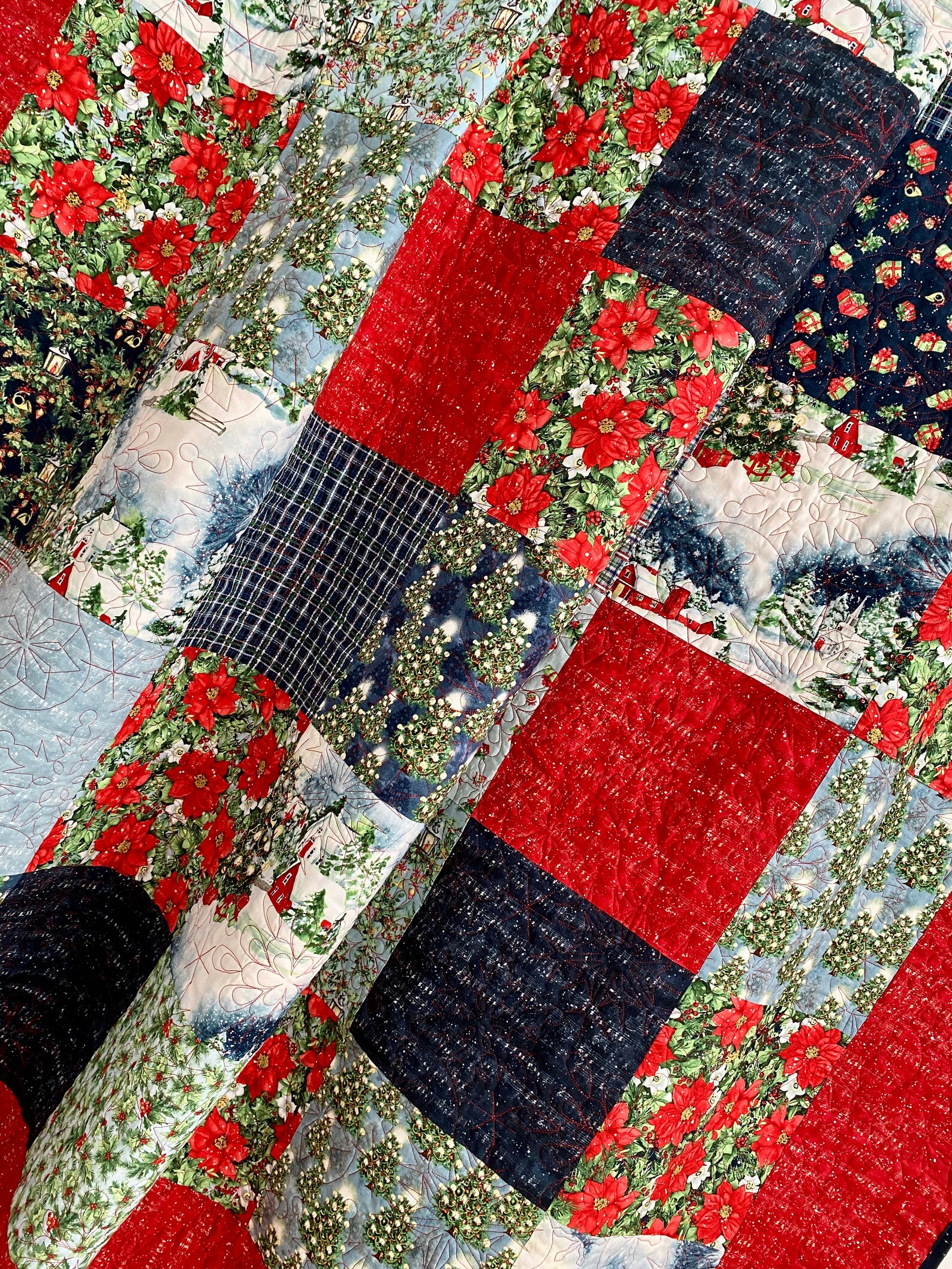 Christmas Patchwork Holiday Quilt Winter Hollow Collection Red - Etsy