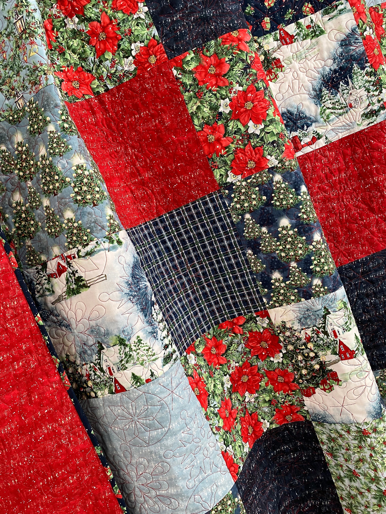 Christmas Patchwork Holiday Quilt Winter Hollow Collection Red - Etsy
