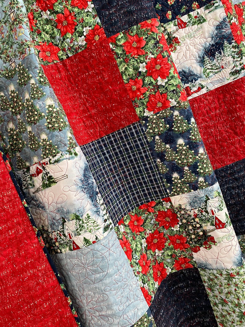 Christmas Patchwork Holiday Quilt Winter Hollow Collection Red - Etsy