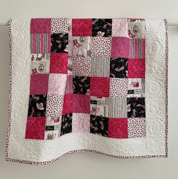 Patchwork Baby Girl Quilt With Adorable Fashion Hats Shoes | Etsy