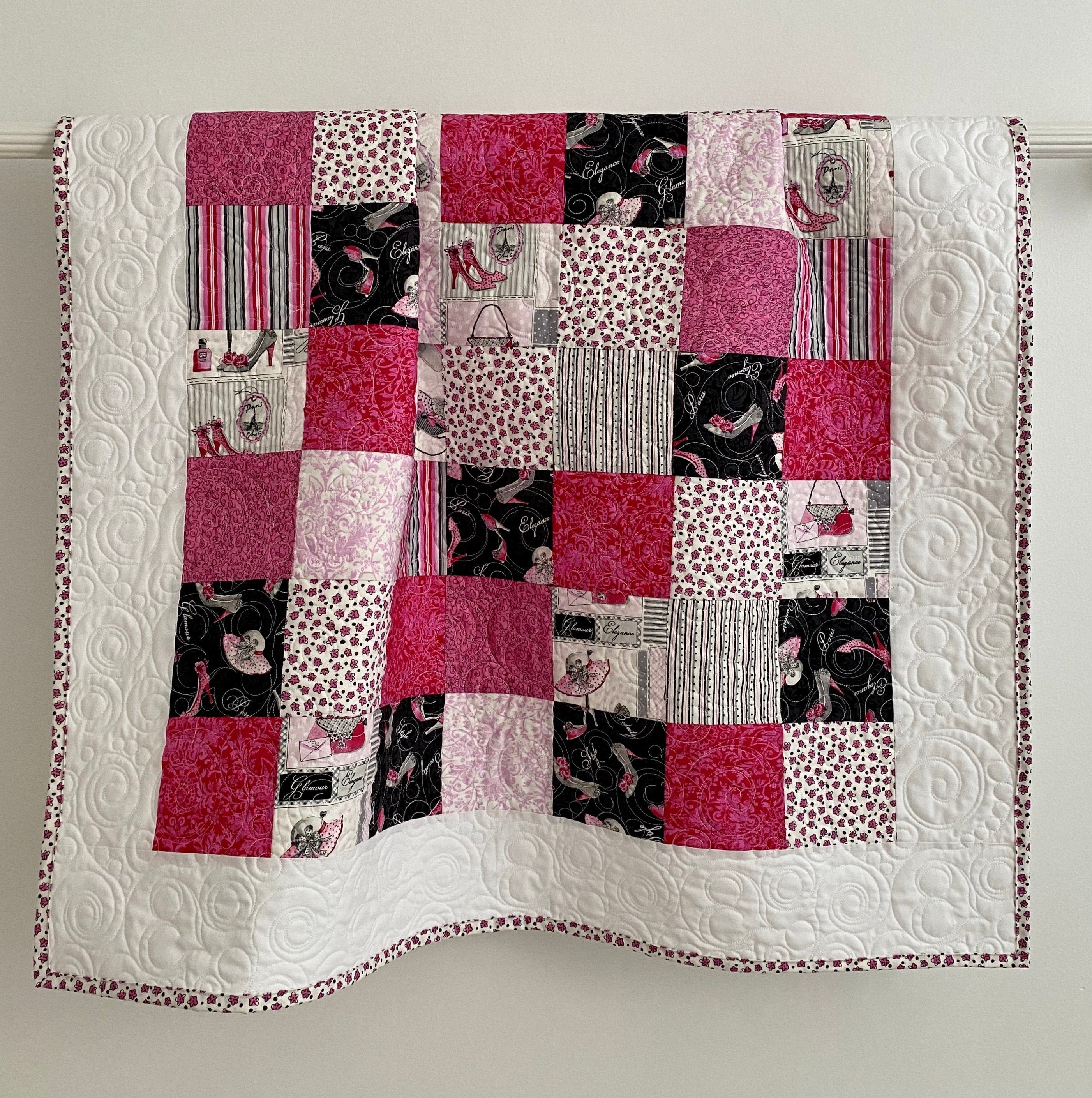 Patchwork Baby Girl Quilt With Adorable Fashion Hats Shoes | Etsy