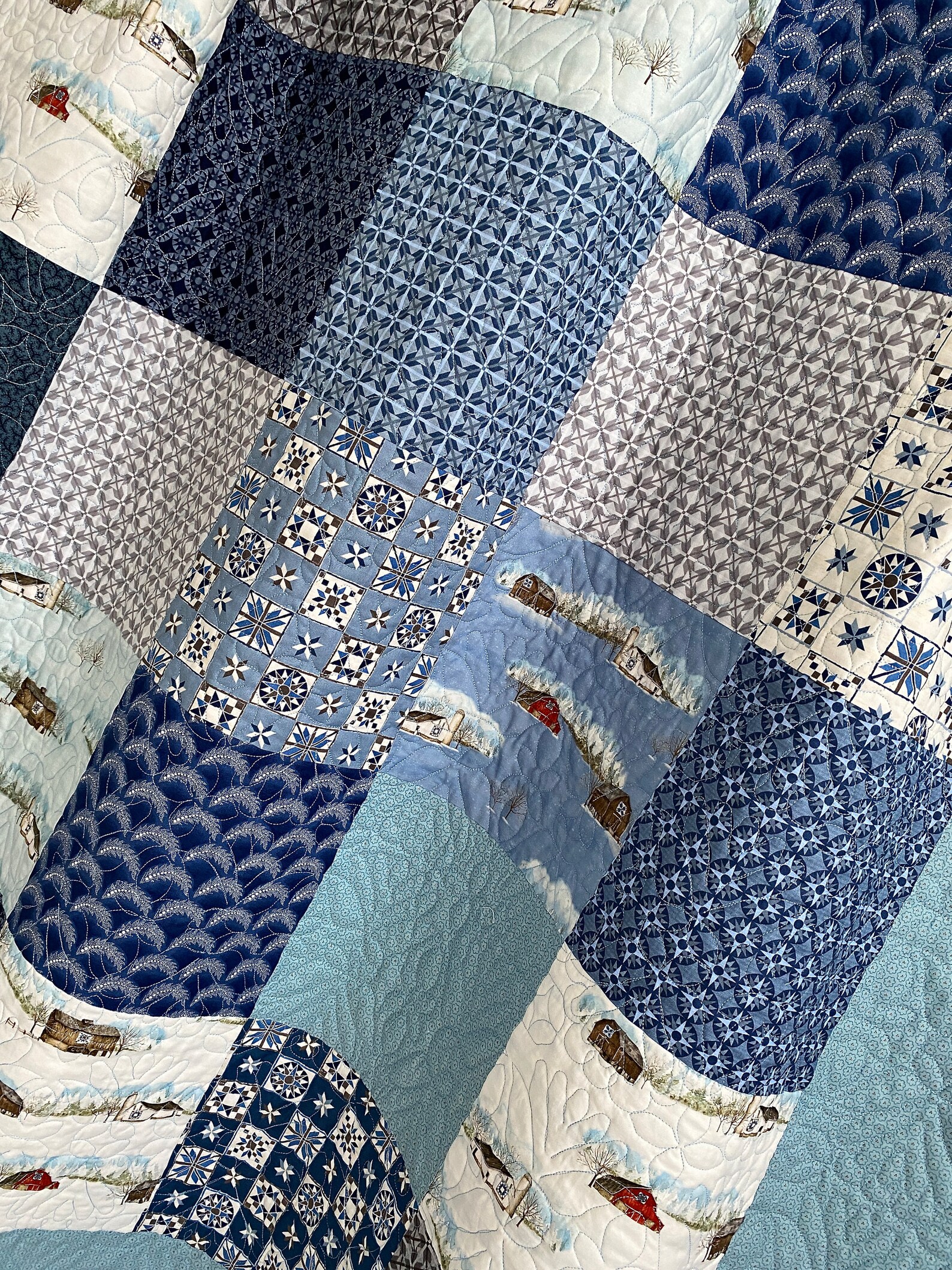 Patchwork Quilt With Designer Fabric Winter Barn Quilts - Etsy