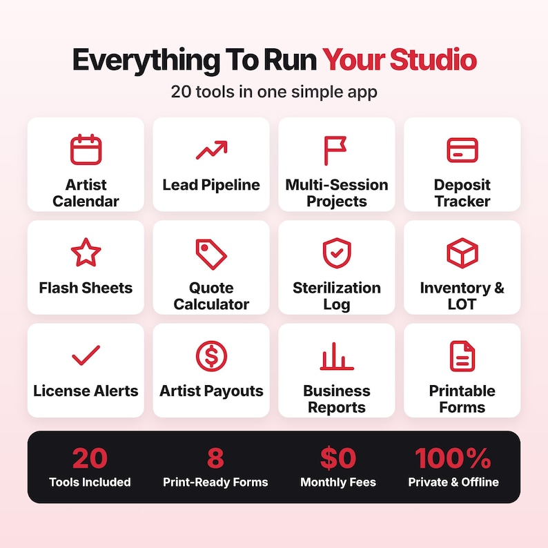 Tattoo Studio Manager Browser App Booking Calendar Deposits Consent ...