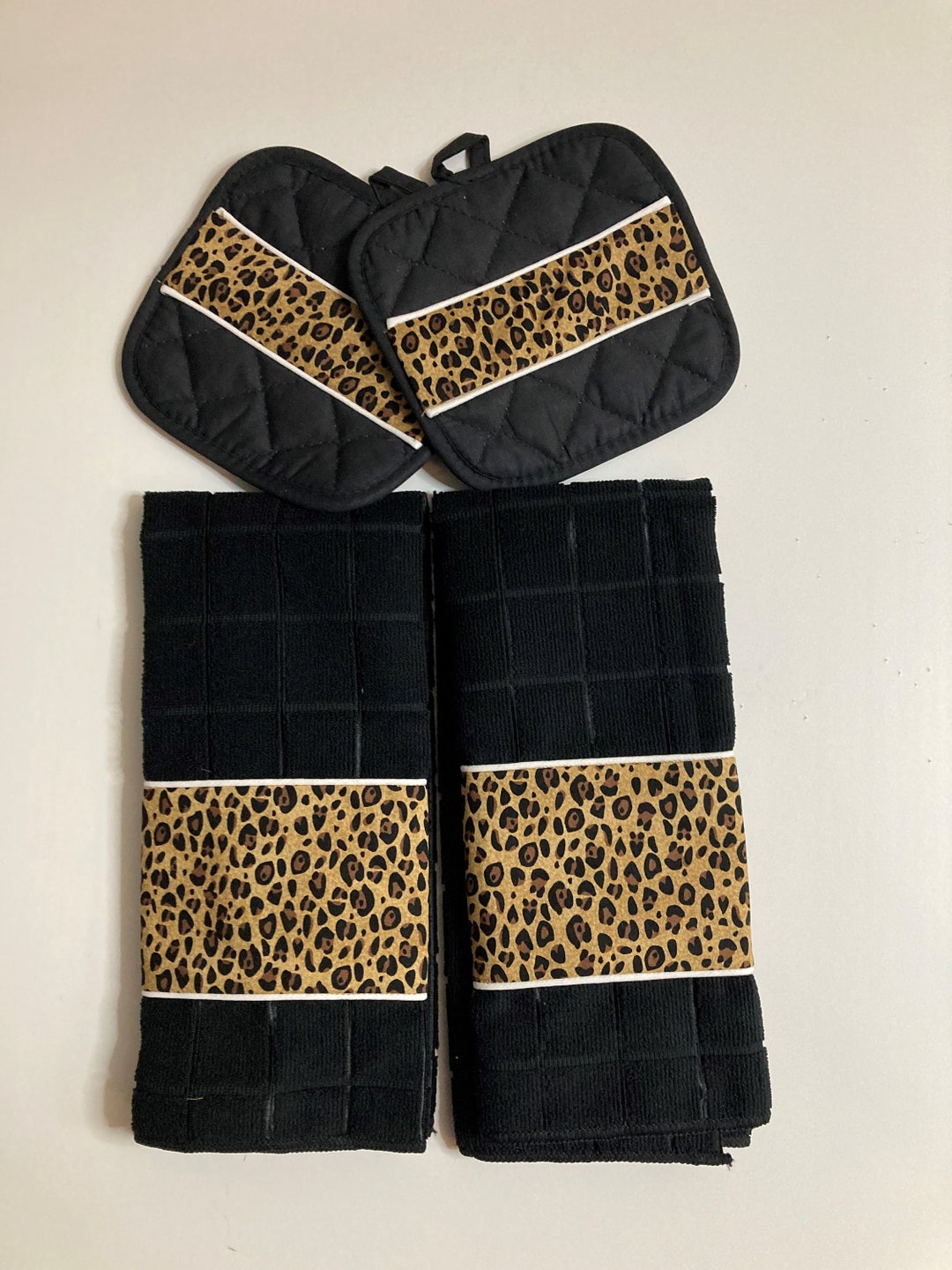 Ready to Ship Kitchen Towels - Black With Cheetah Print - Etsy