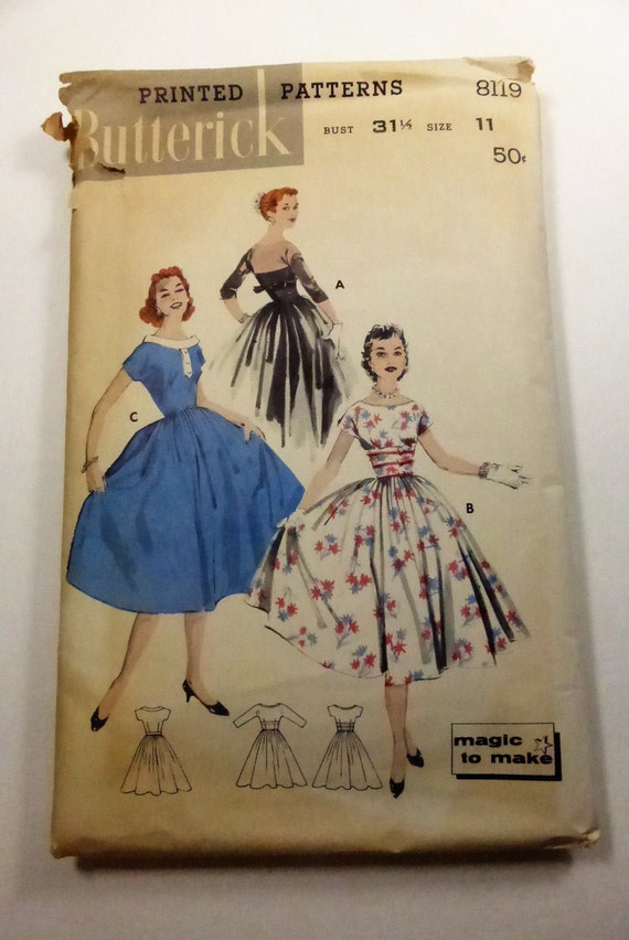 Vintage Butterick Pattern 8119 Junior Size 11 Bouffant Skirted | Etsy