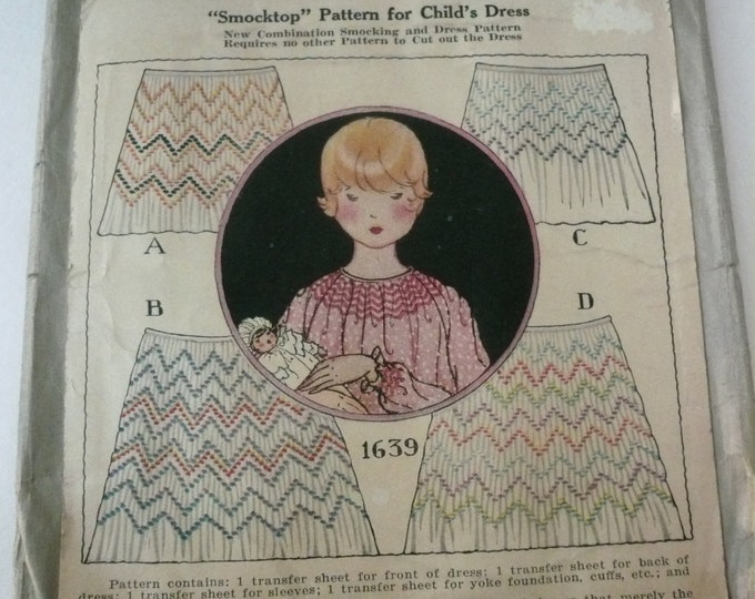 Antique Mccall Kaumagraph Pattern 1639 Smocktop Pattern for Childs ...