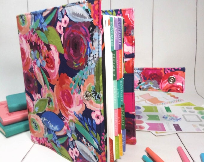 Planner Cover - Spiral or Disc - Riley Blake Blissful Blooms Fabric - Etsy