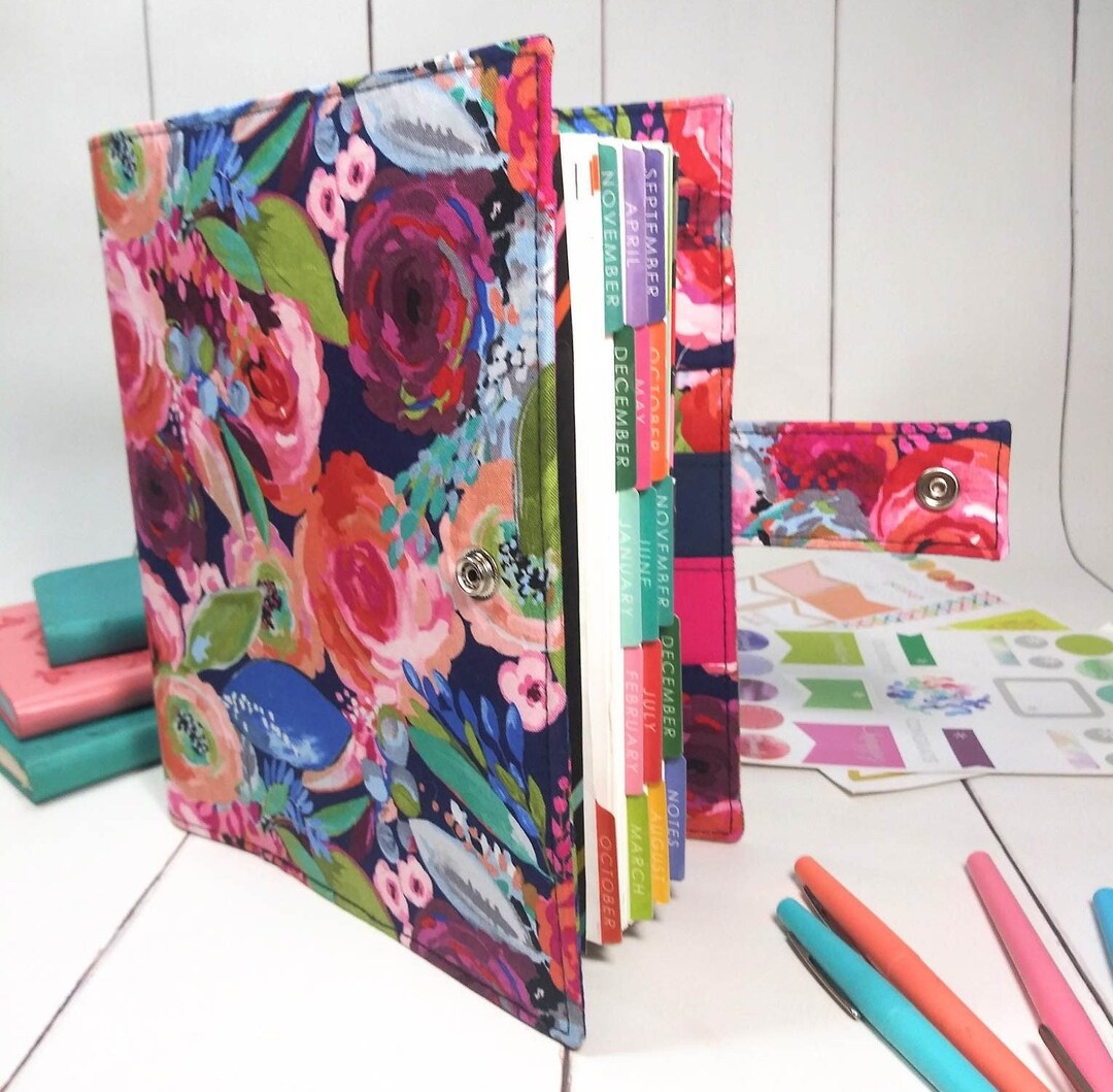 Planner Cover - Spiral or Disc - Riley Blake Blissful Blooms Fabric - Etsy