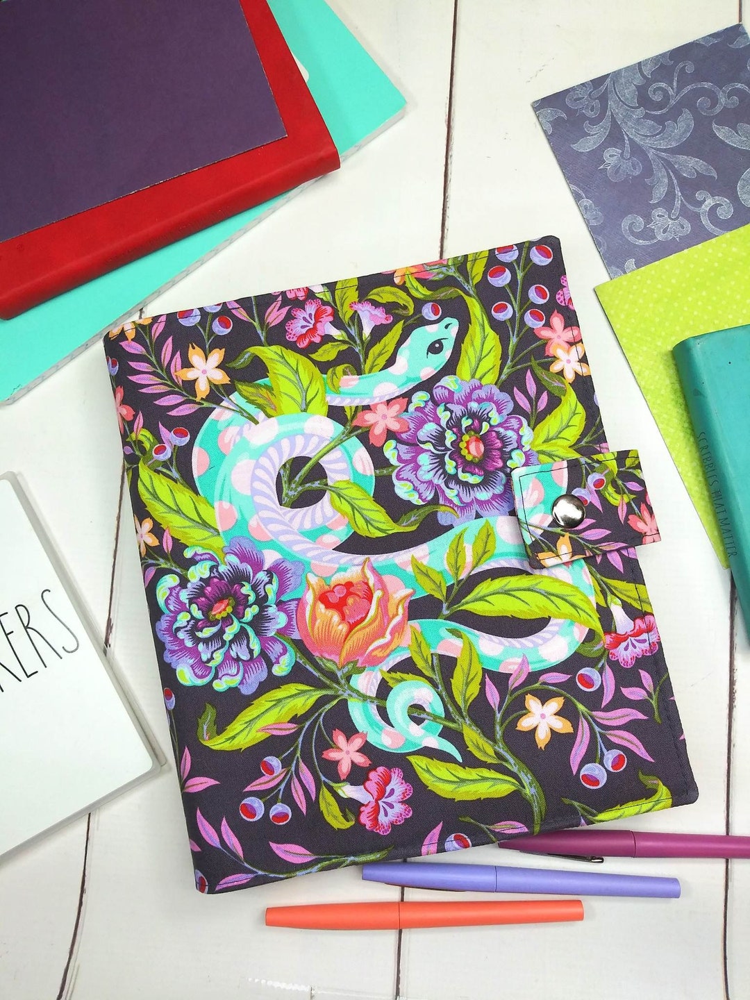 Planner Cover Spiral or Disc Tula Pink Hissy Fit Fabric - Etsy