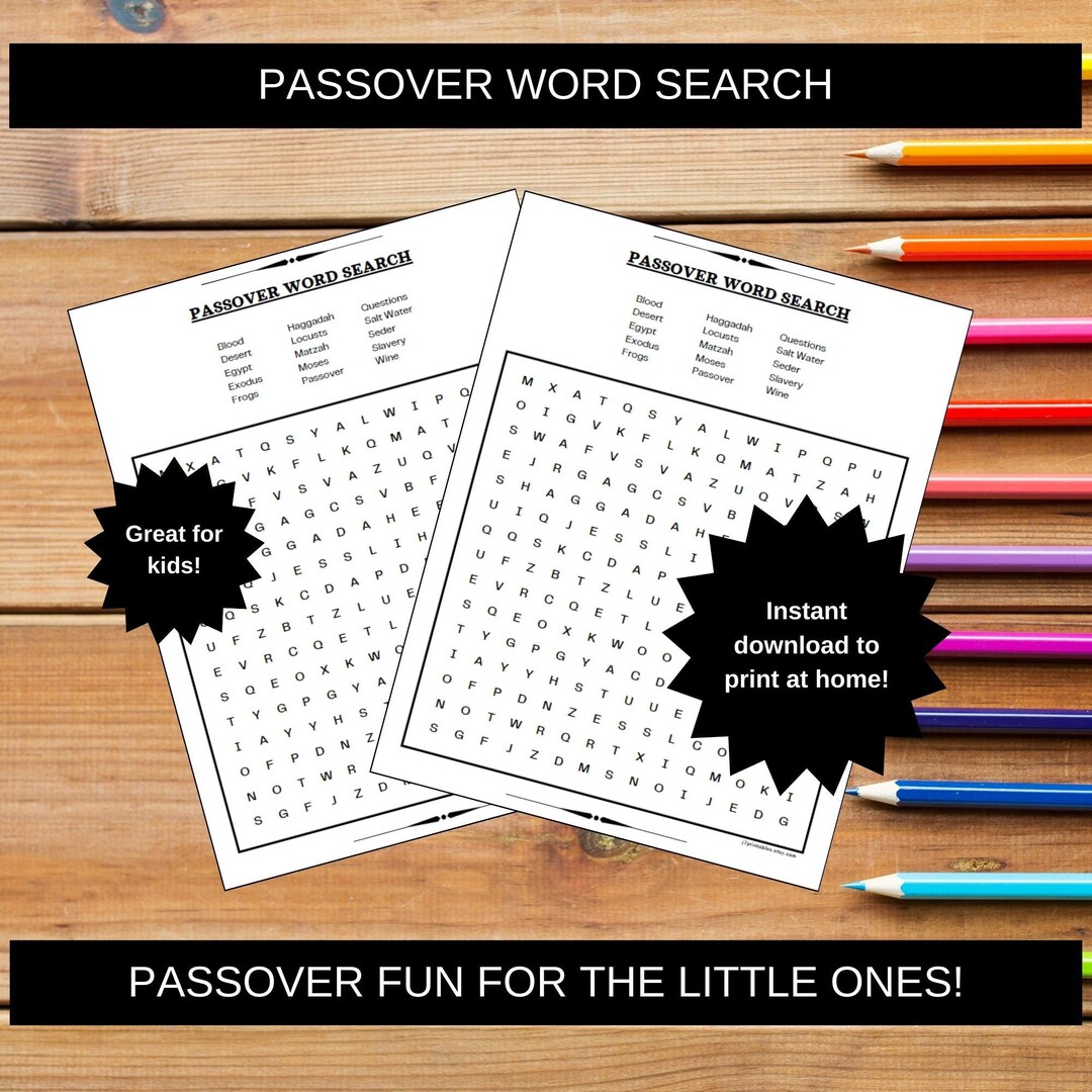 Passover Word Search for Kids | Passover Activities | Seder Fun ...