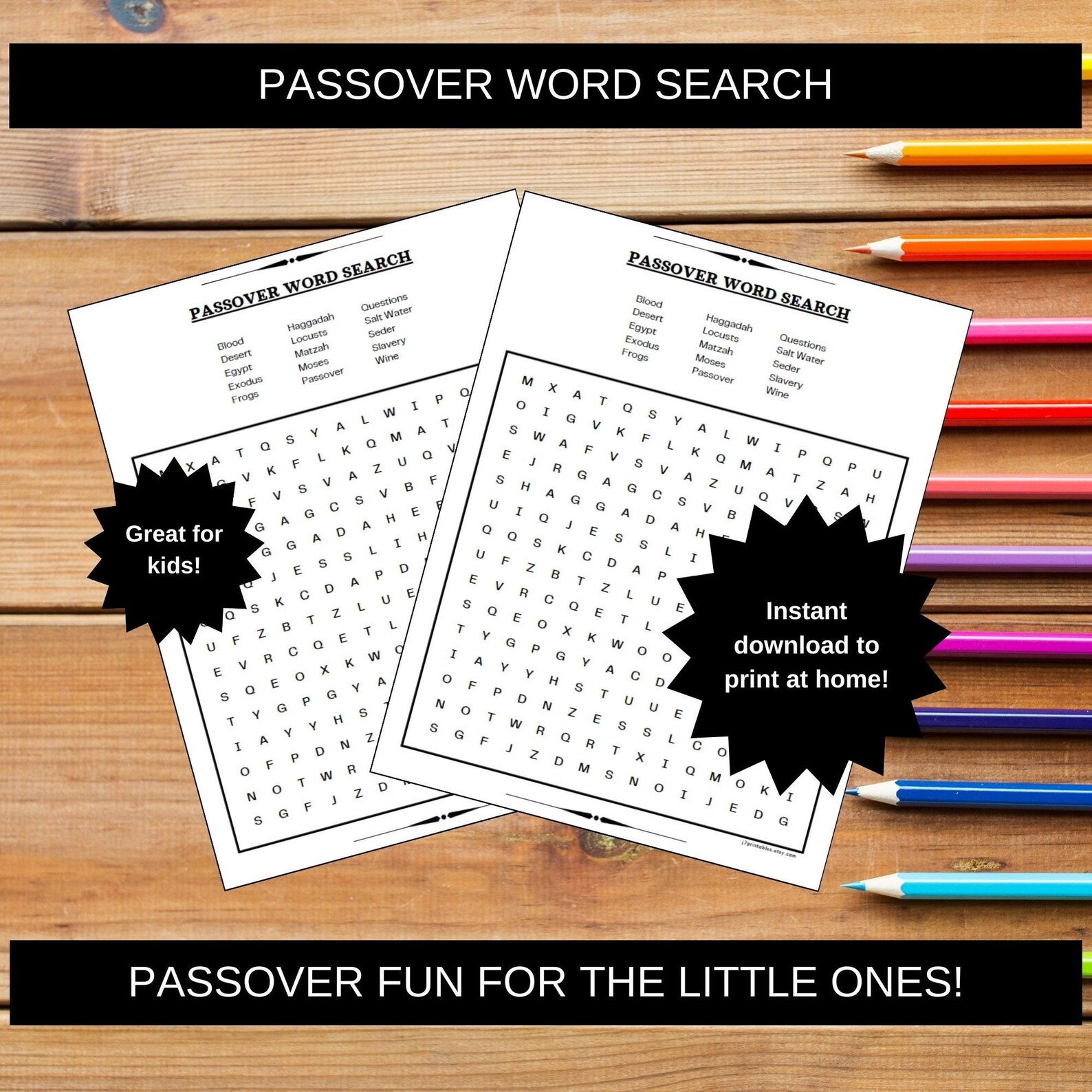Passover Word Search for Kids | Passover Activities | Seder Fun ...