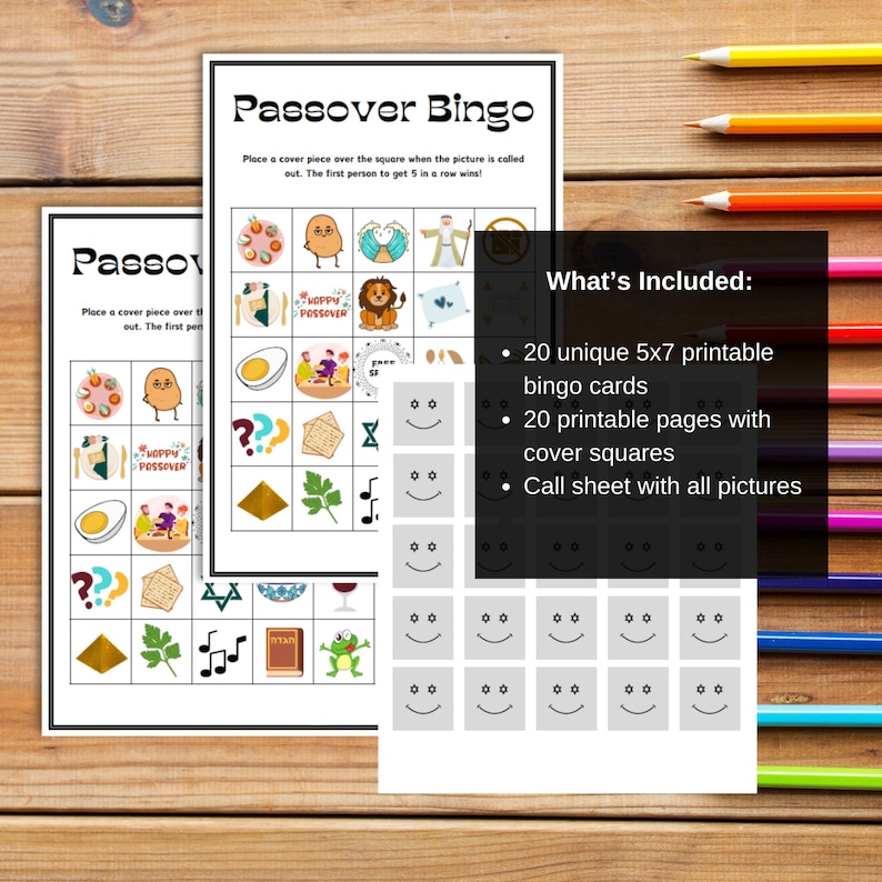 Passover Bingo for Kids | Seder Fun & Games | 20 Unique Cards | Instant ...