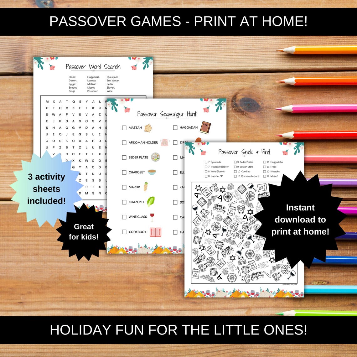 Passover Activities Bundle for Kids | Fun Pesach Seder Games | Instant ...