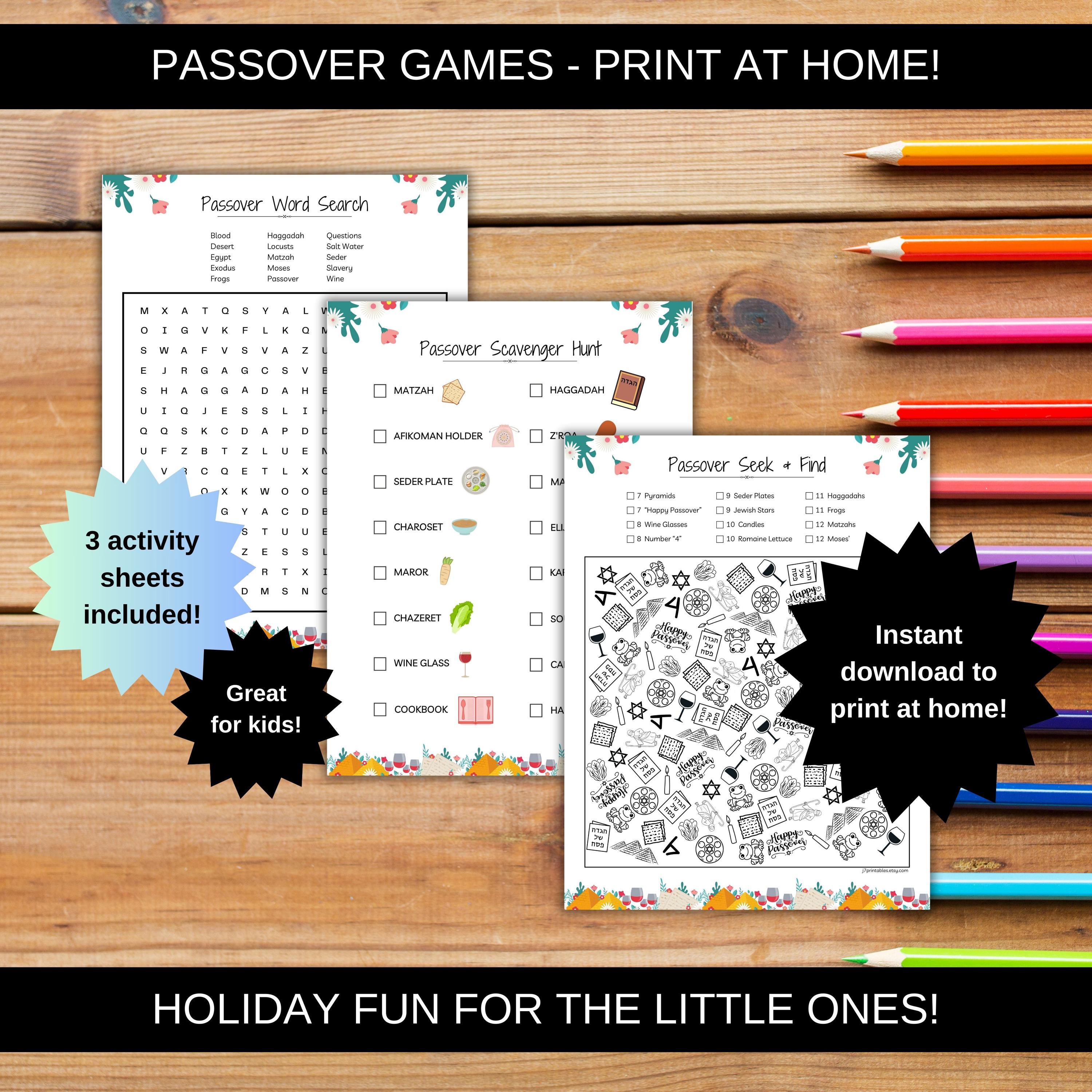 Passover Activities Bundle for Kids | Fun Pesach Seder Games | Instant ...
